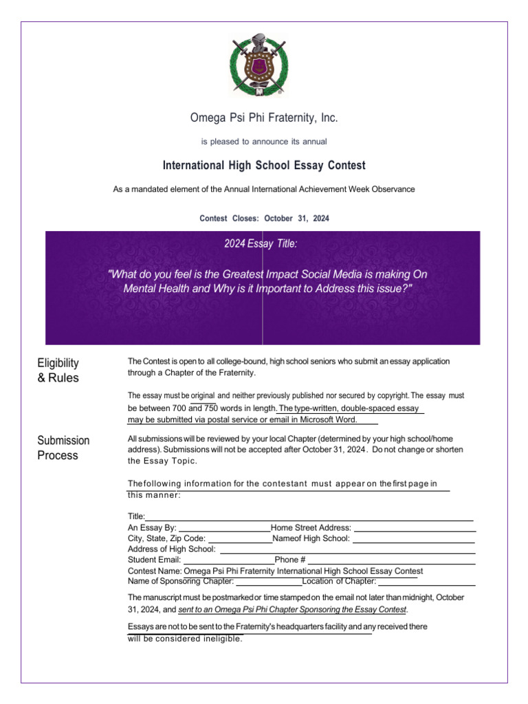 2024-2025 International High School Essay Contest Final | PDF ...