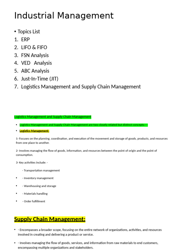 PPT-Industrial Management-1 | PDF | Lean Manufacturing | Inventory