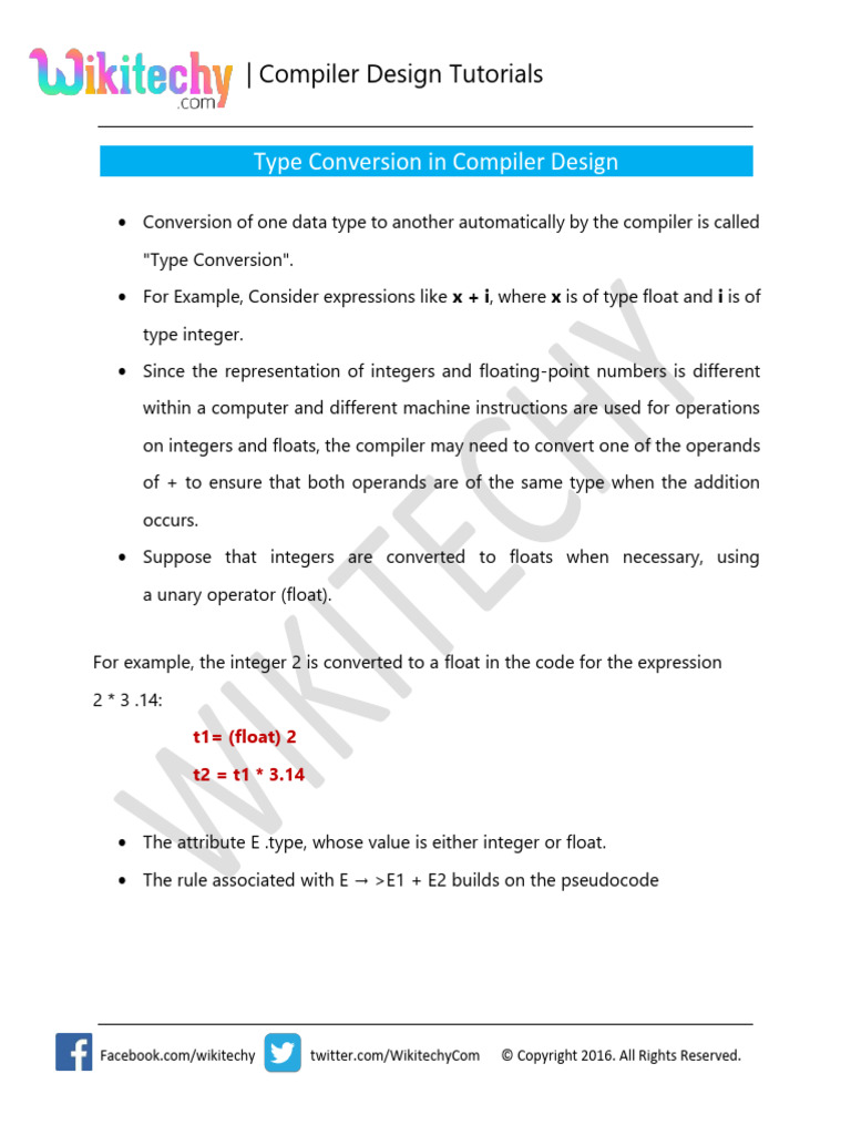 Type Conversion in Compiler Design | PDF