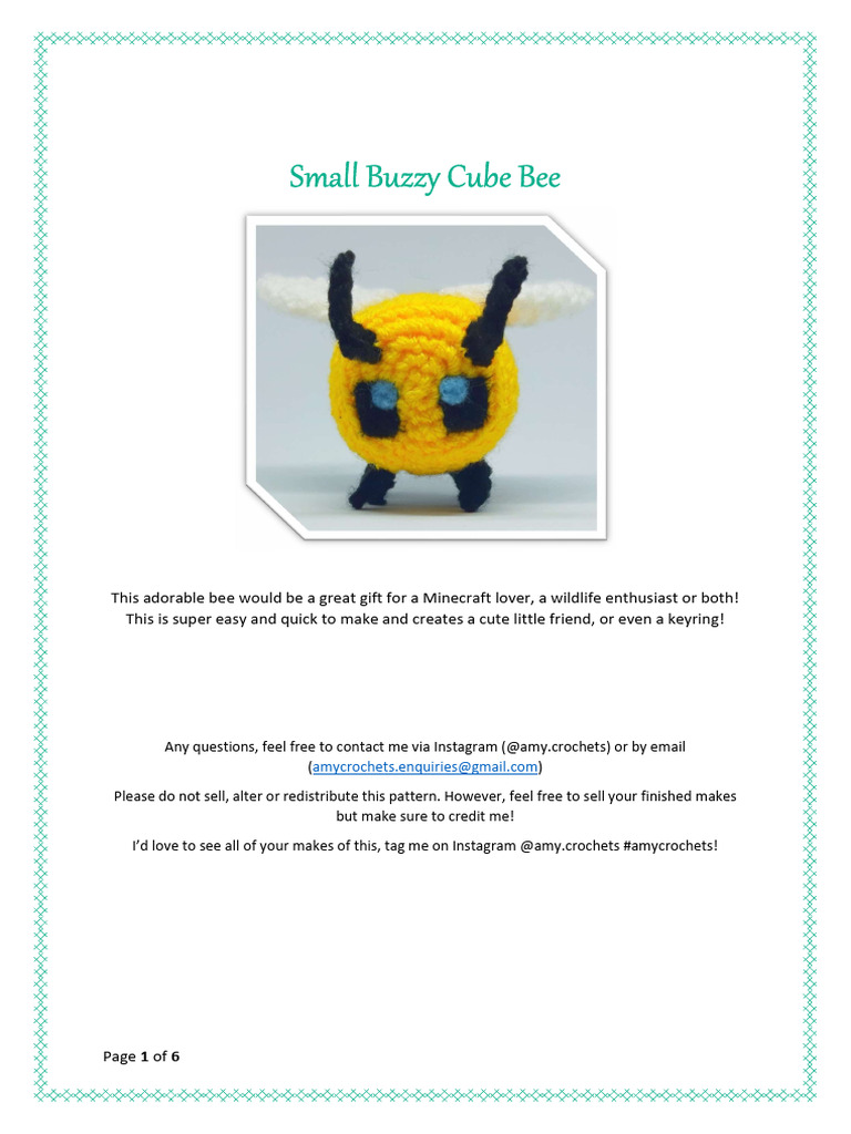 Small Buzzy Cube Bee Pattern PDF | PDF | Crochet | Crafts
