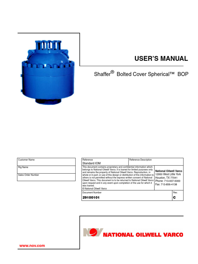 29100101-Shaffer® Bolted Cover Spherical™ BOP (30 - , 20 3 - 4 - , 13 5 - 8 - ) - Rev.C-29100101 ...