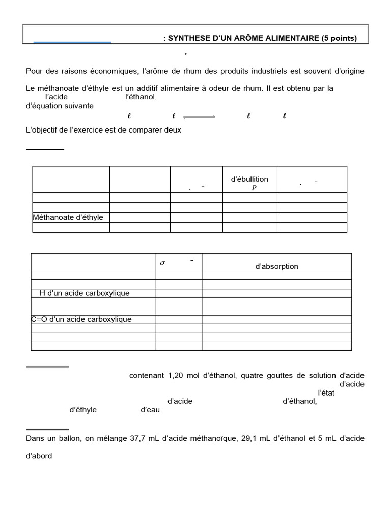 Synthèse d'Arôme Alimentaire: Comparaison de Protocoles | PDF | Acide ...