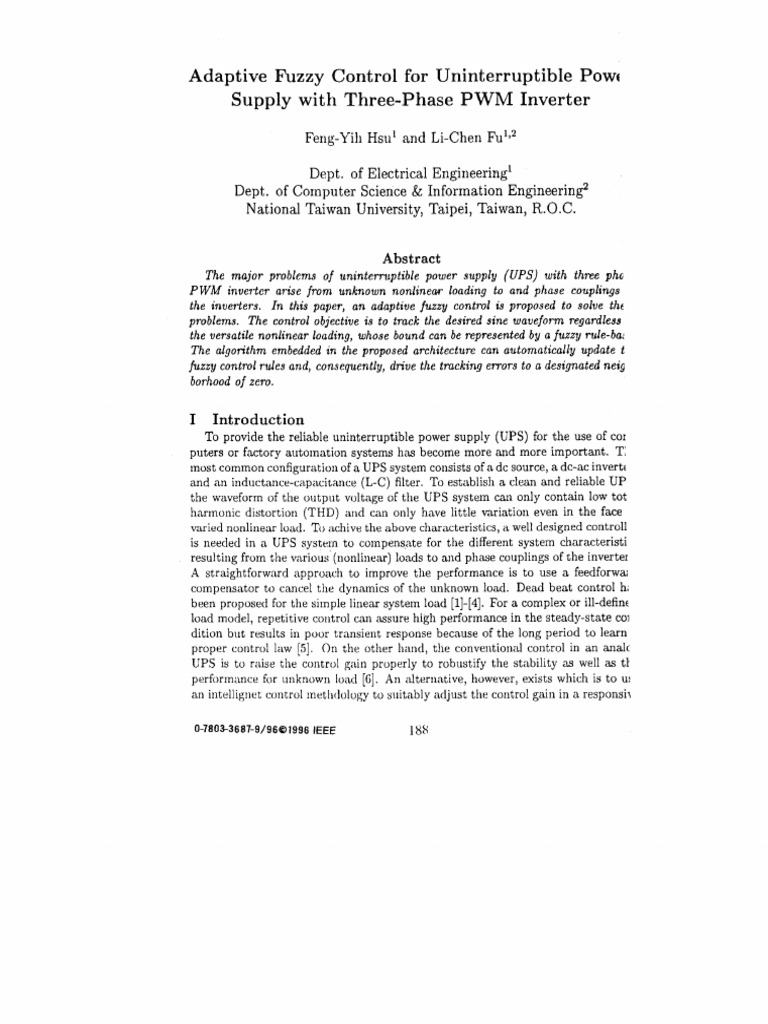 Adaptive Fuzzy Control For Uninterruptible Power Supply With Three ... Adaptive Fuzzy Control For Uninterruptible Power Supply With Three ...