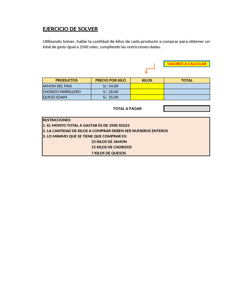 Ejercicio 2 - Solver | PDF