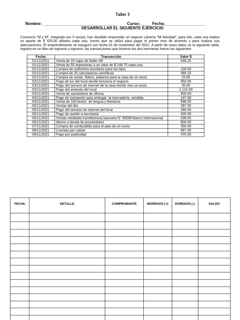 579848981 Ejercicios Libro de Ingresos y Egresos | PDF | Economias | Dinero