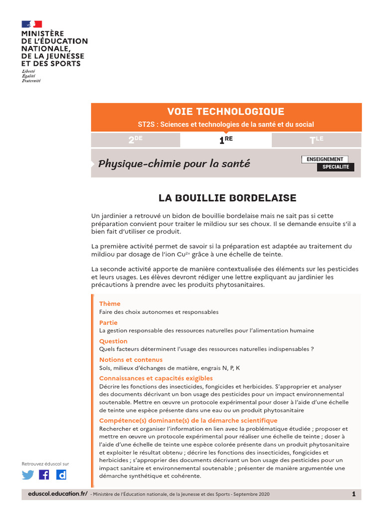 RA20 Lycee T 1 ST2S PhyChiSante Bouillie-Bordelaise 1326856 | PDF ...