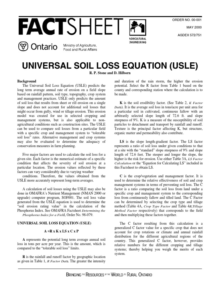 Universal Soil Loss Equation | Erosion | Crop Rotation