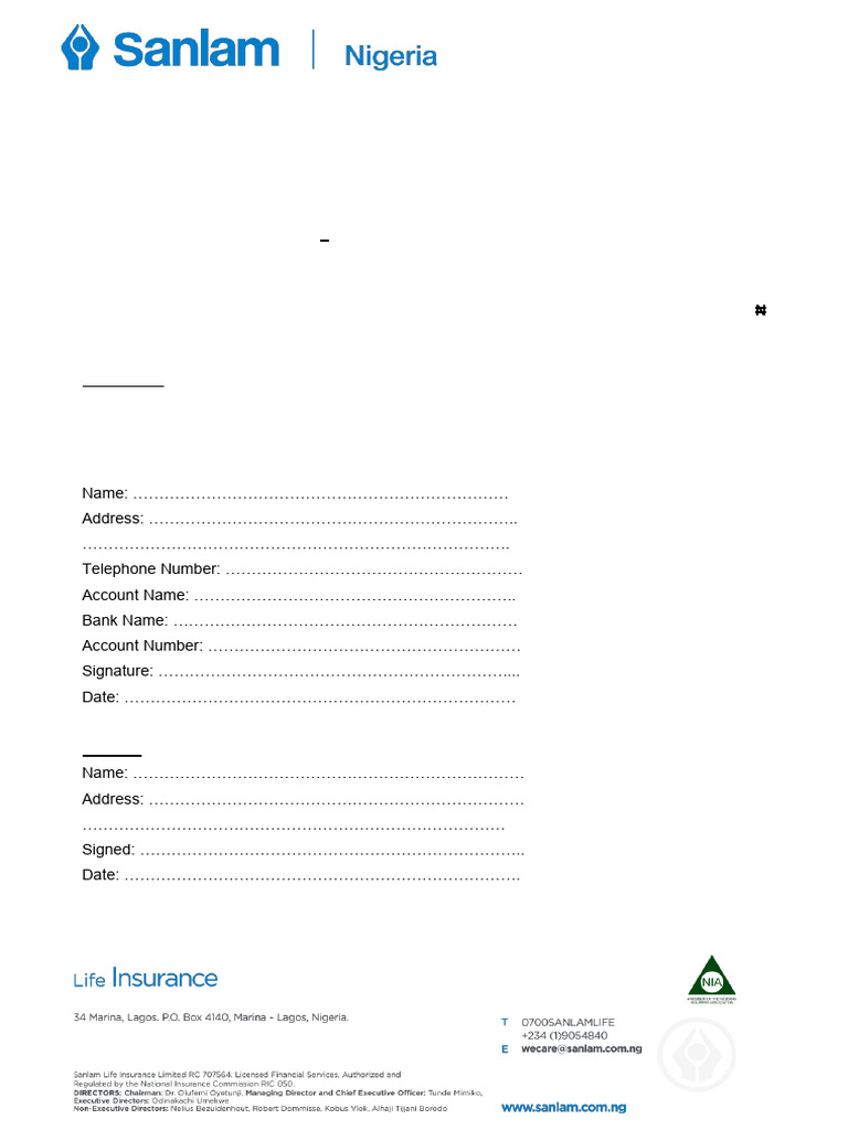 Sanlam Discharge Voucher Template | PDF