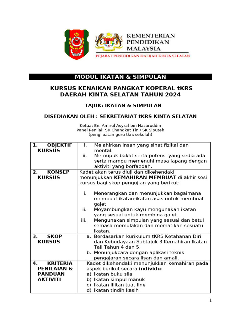 Modul Ikatan & Simpulan Koperal TKRS 2024 | PDF