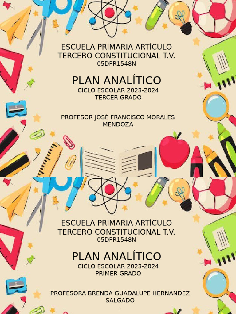 Portada Plan Analítico Primaria 2023-2024 | PDF
