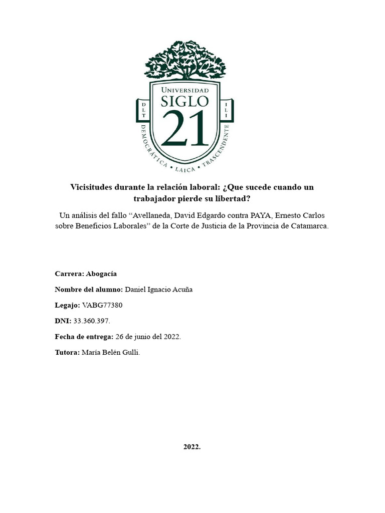 TFG - Acuña Ignacio | PDF | Derecho laboral | Caso de ley