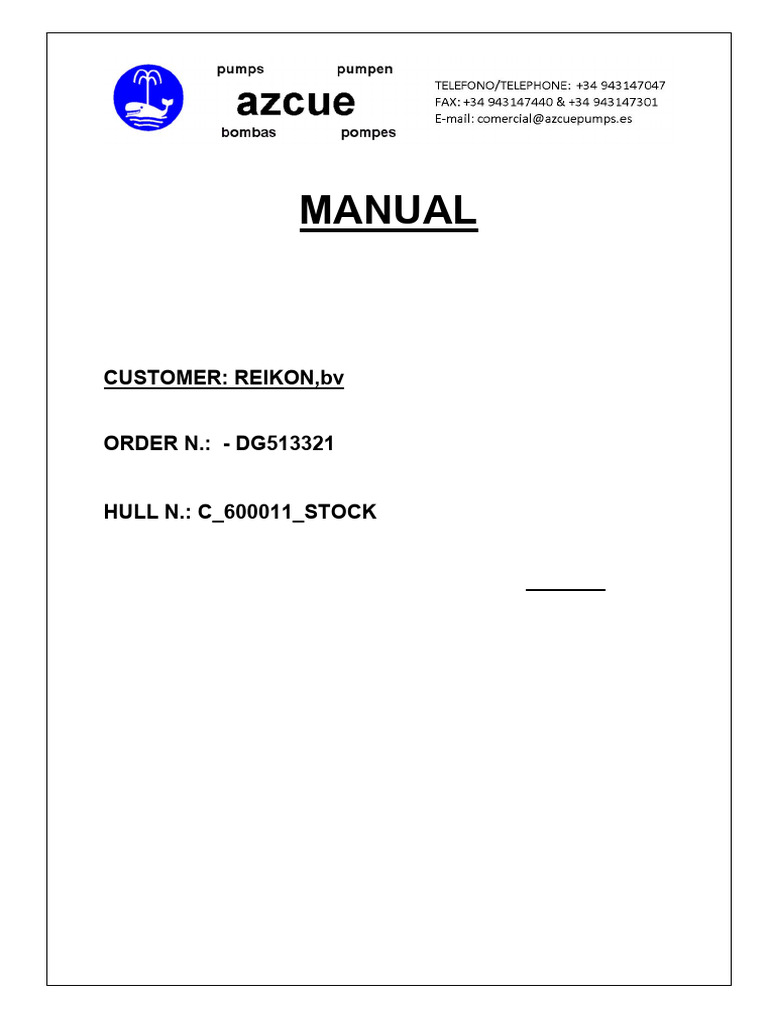 Azcue CA50-3B & CA40-1B & CA-32 0,5 Pumps Manual | PDF | Pump | Materials