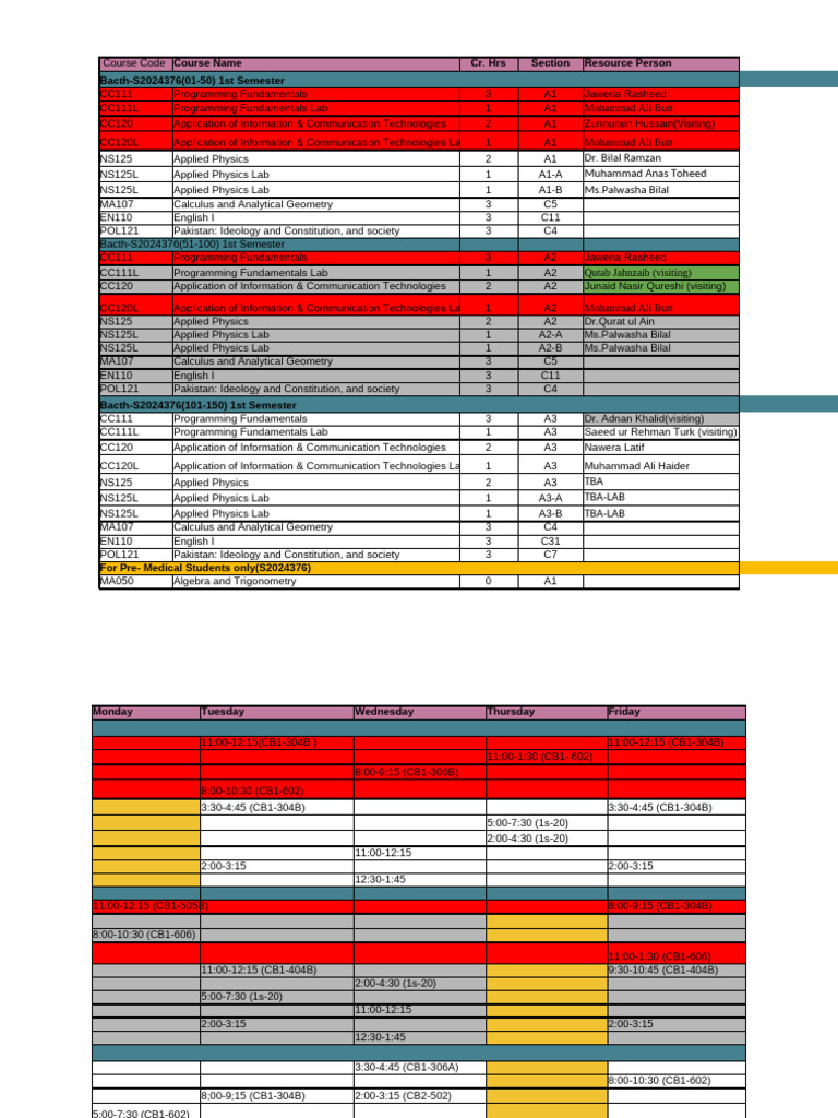 Ai & Ds s2024 Timetable | PDF | Computing | Computer Science