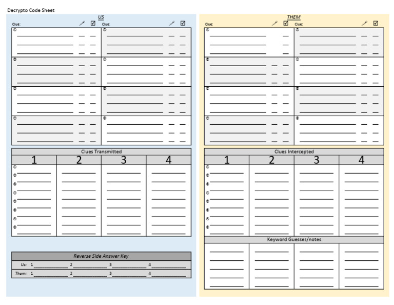 Decrypto Sheet | PDF