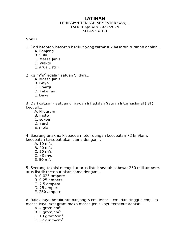 Latihan Soal PTS Ipas Semester Ganjil 2024.2025 | PDF | Metode & Bahan Ajar | Sains & Matematika