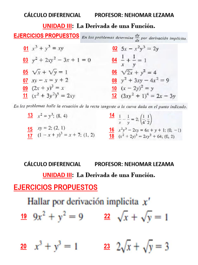 12) Derivación Implícita (Tarea) | PDF