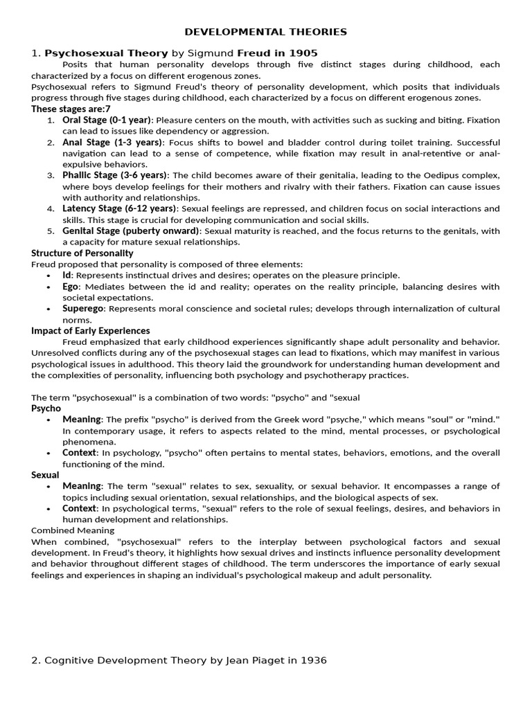 Developmental Theories 1 3 | PDF | Id | Behavioural Sciences