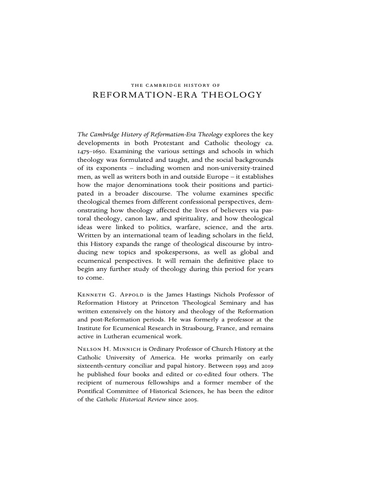 Kenneth G. Appold - Nelson H Minnich - The Cambridge History of ...