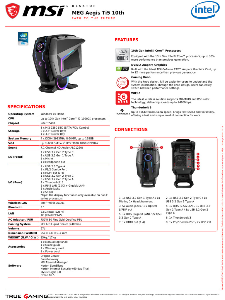 MEG-Aegis-Ti5-10th | PDF | Usb | Computer Science