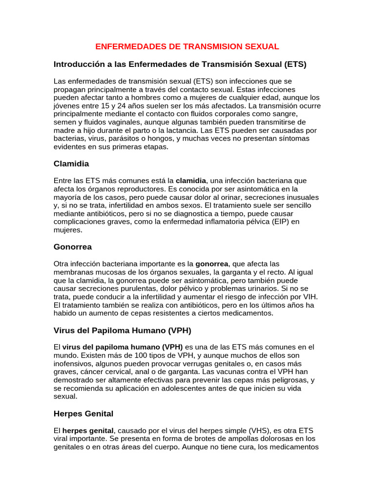 ENFERMEDADES DE TRANSMISION SEXUAL | PDF | Infección transmitida sexualmente | VIH / SIDA