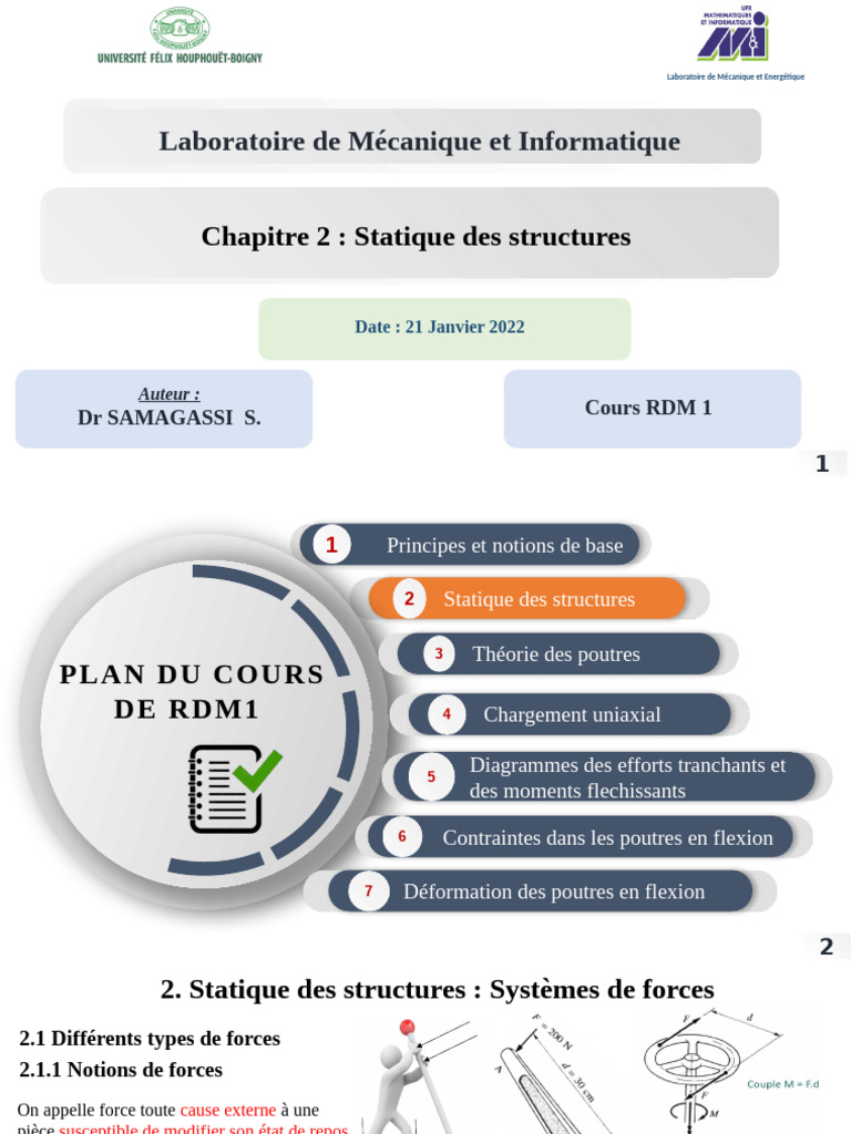 RDM1 Cours 2 Statique | PDF | Flexion (matériau) | Phénomène physique