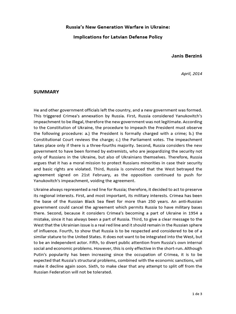 (CH09) 2024 B1 - Russia's New Generation Warfare in Ukraine | PDF ...