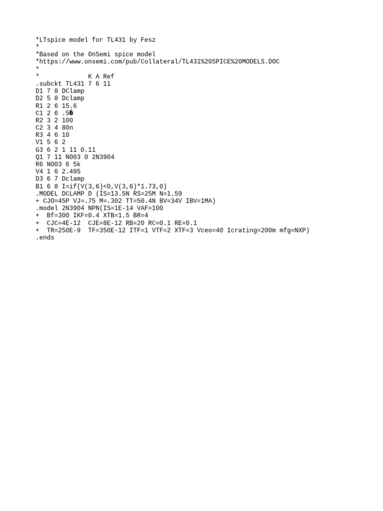 TL431 LTspice Model by Fesz | PDF | Technology & Engineering