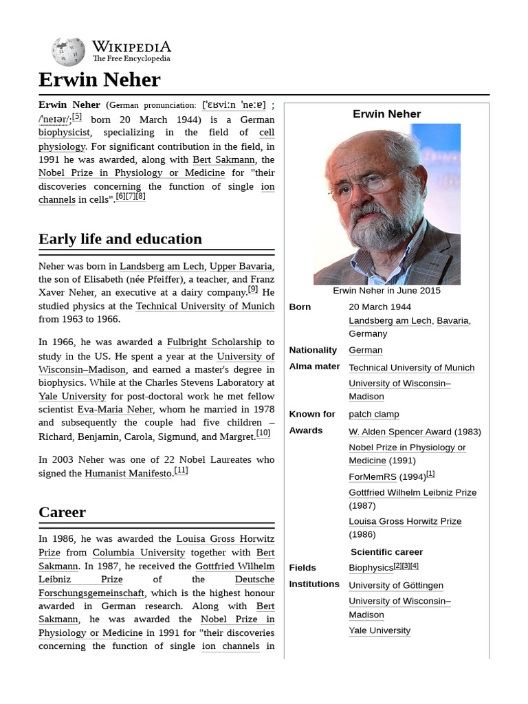 Erwin Neher | PDF | Biophysics