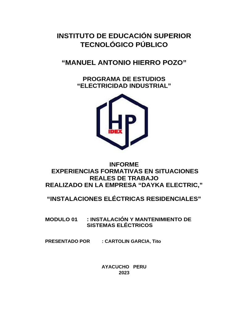 IMFORME Tito Cartolin 2023 | PDF | Corriente eléctrica | Ingenieria Eléctrica