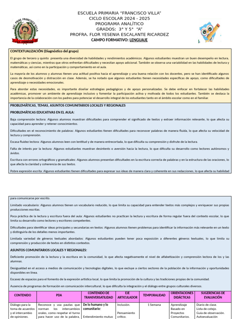 Plan Analitico 3y5 | PDF | Aprendizaje | Método científico