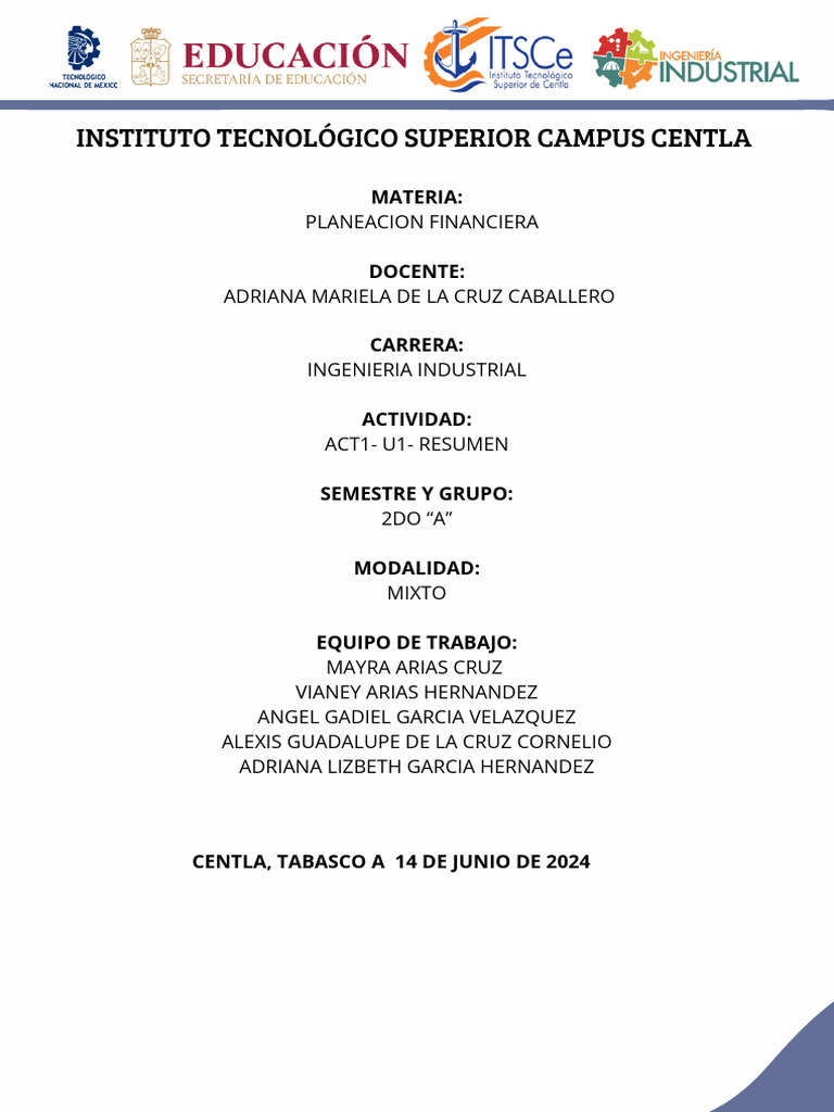 Act1 U1 Resumen Equipo No.5 A | PDF | Presupuesto | Business