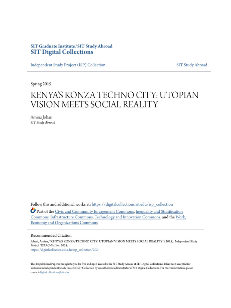 Kenya-S Konza Techno City - Utopian Vision Meets Social Reality | PDF | Economic Inequality ...