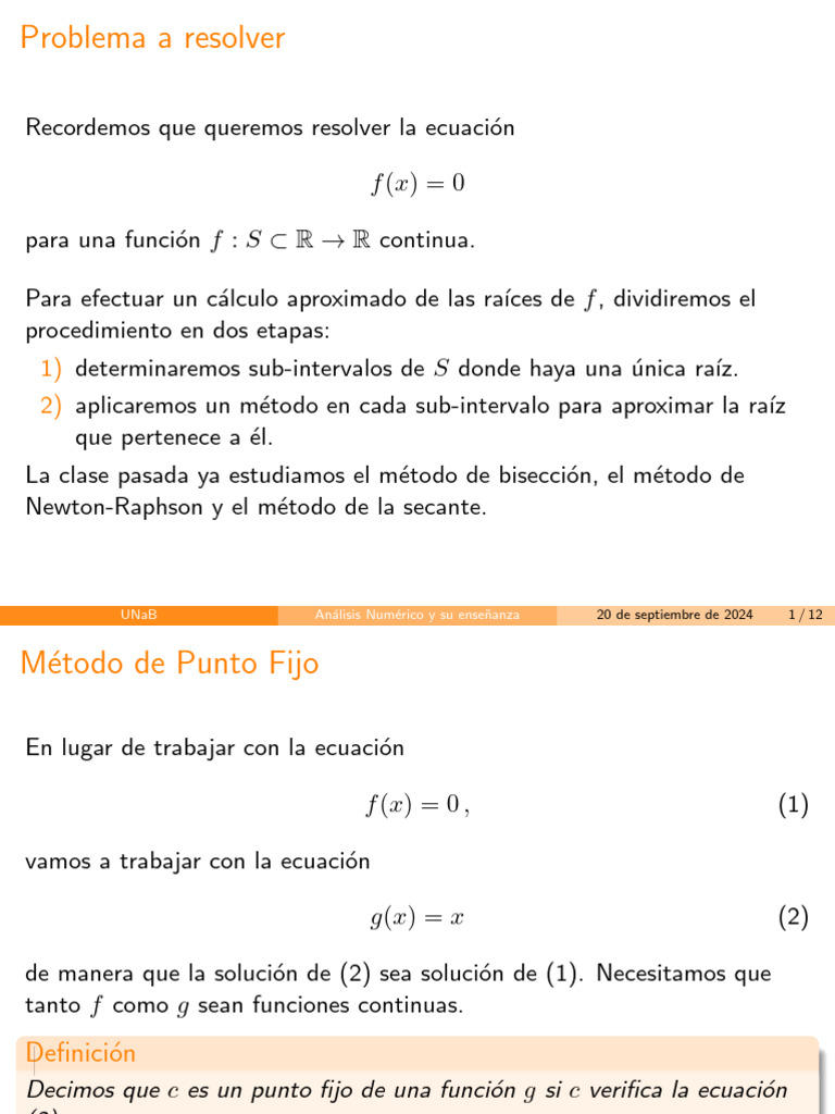 Método de Punto Fijo en Análisis Numérico | PDF | Análisis numérico | Objetos matemáticos