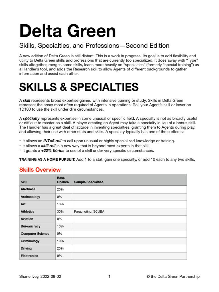 Delta Green Skills and Professions Guide | PDF | Signals Intelligence