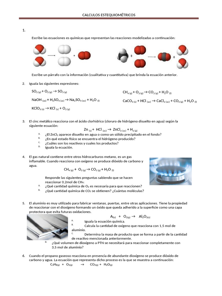 Ejercicios 2 de Calculo Estequiometricos de TD 2024 | PDF | Ácido clorhídrico | Bicarbonato de sodio