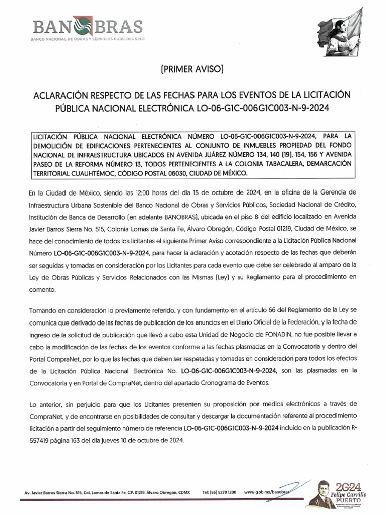 Primer Aviso Fechas del Procedimiento-1 | PDF