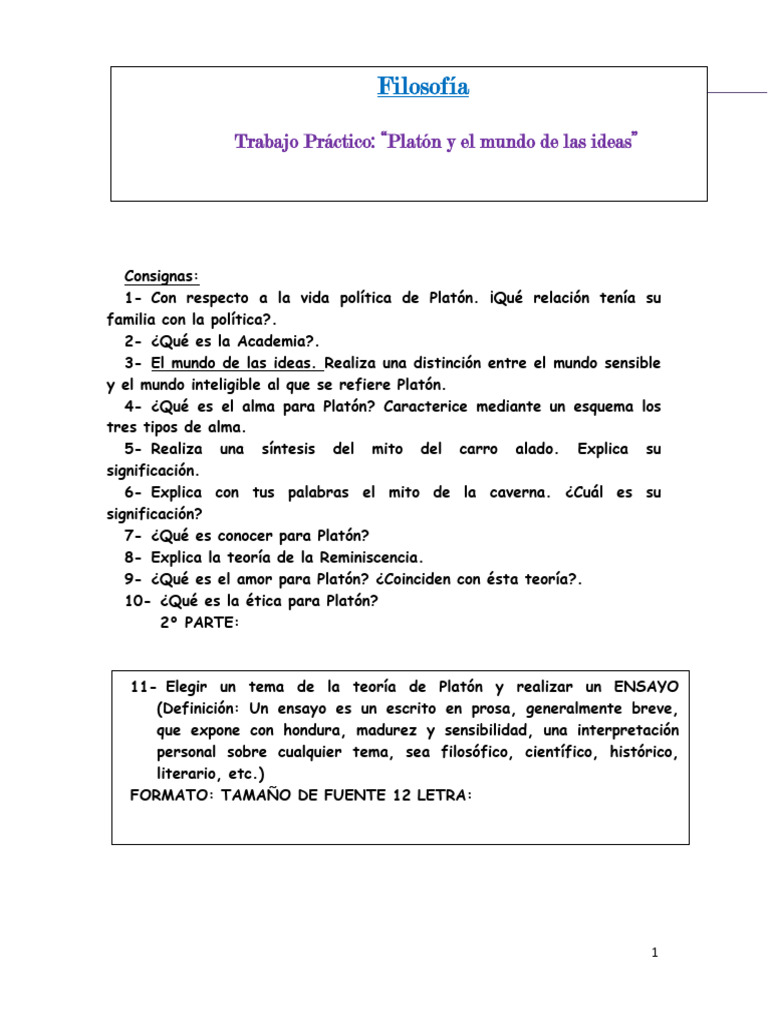 PLATÓN Y EL MUNDO DE LAS IDEAS | PDF | Platón | Alma