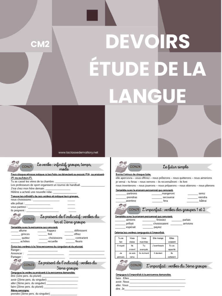 Devoirs Francais cm2 2024 | PDF | Verbe | Phrase