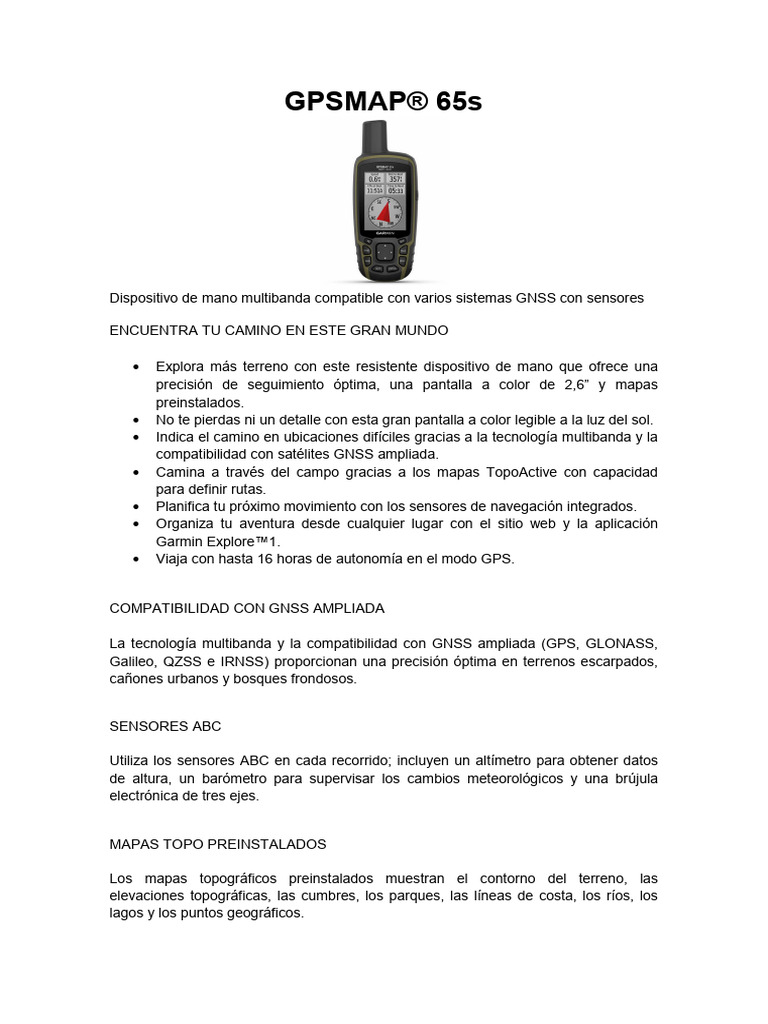 GPSMAP 65s | PDF | Sistema de Posicionamiento Global