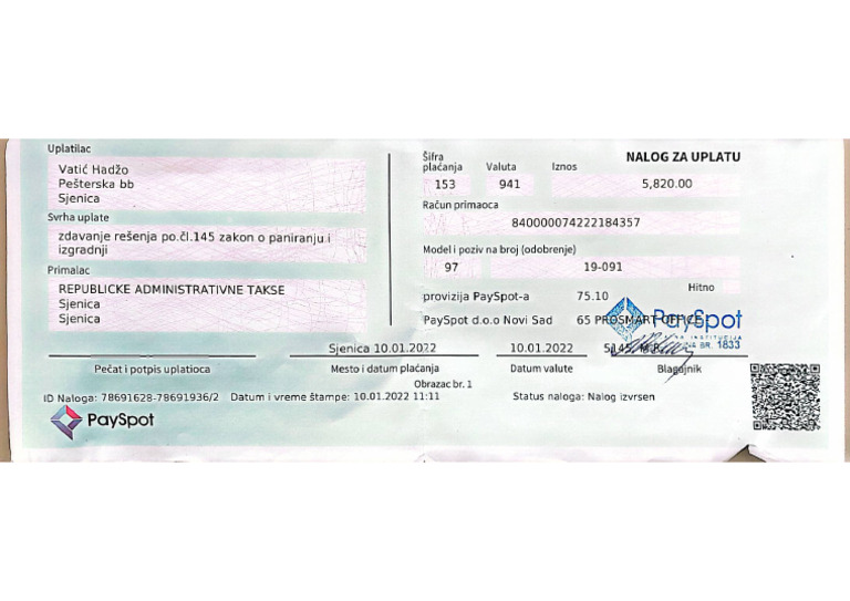 Taksa 5820 Za Vatic Hadzo | PDF