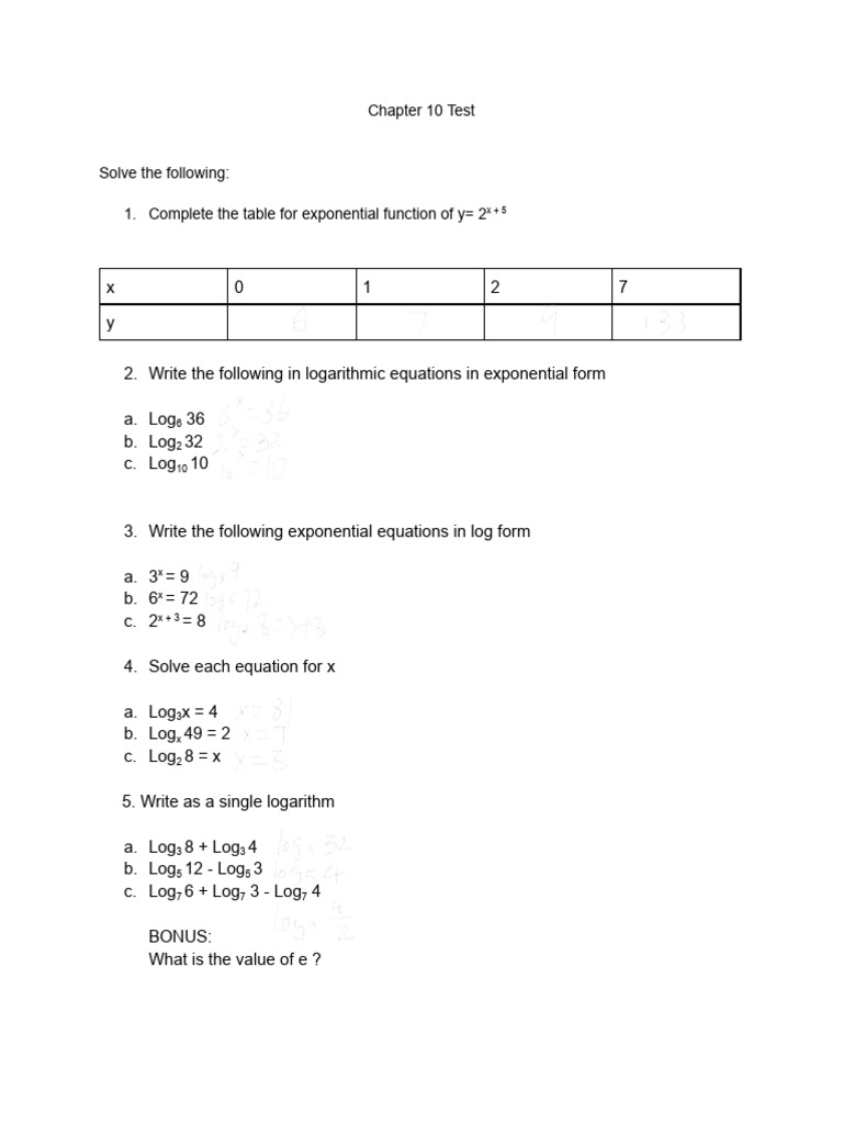 Algebra 2 Test | PDF