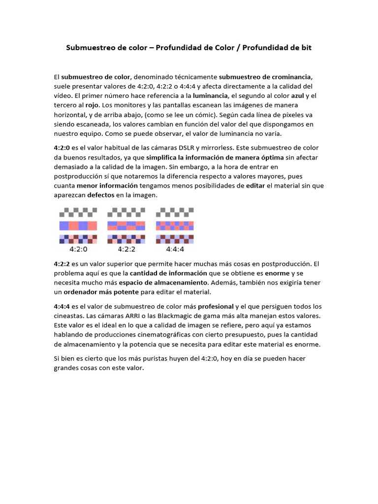 Submuestreo de Color - Profundidad de Color | PDF | Color | Píxel