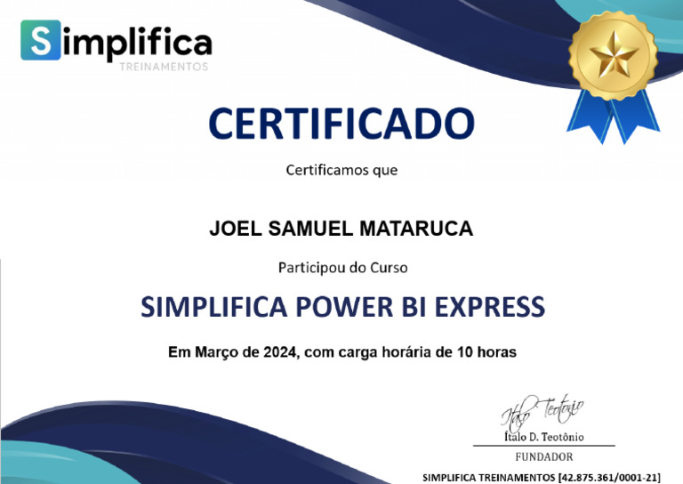Certificado - Simplifica Power BI Express | PDF