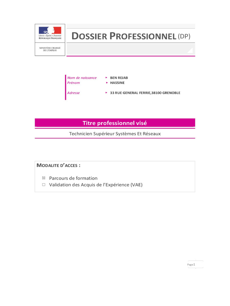 Dossier Pro TSSR | PDF