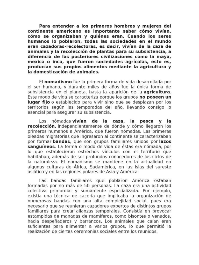 Vida y migración de los primeros humanos en América | PDF | Nómada | Humano