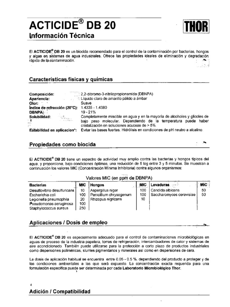 Acticide DB20 | PDF