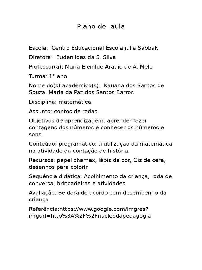plano de aula 1. | PDF