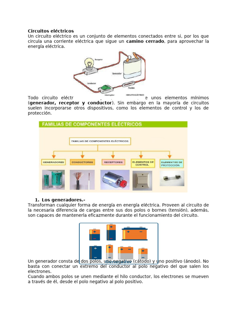 Componentes de Circuitos Eléctricos | PDF | Corriente eléctrica | Cambiar