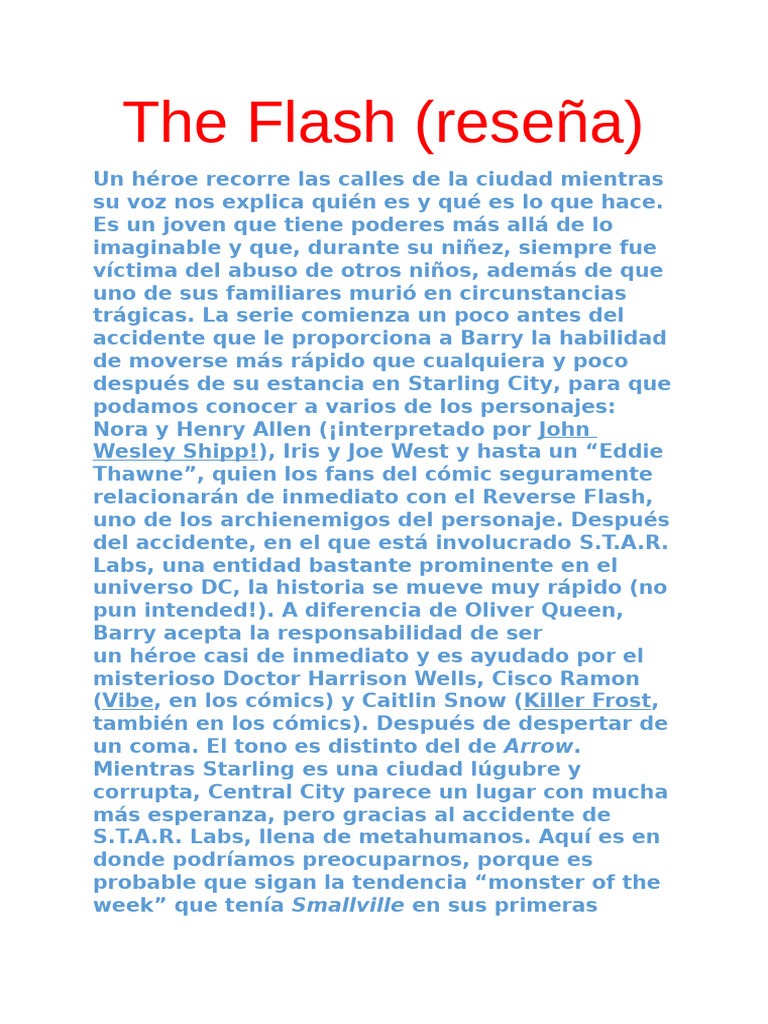 Reseña de The Flash: Orígenes y Acción | PDF