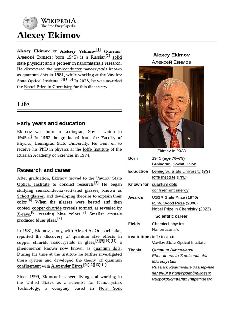 Alexey Ekimov Pdf Theoretical Physics Quantum Mechanics